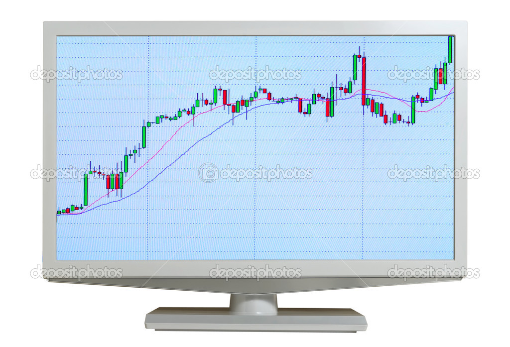 Monitor with the exchange graph on the screen, isolated. Stock Photo by ...
