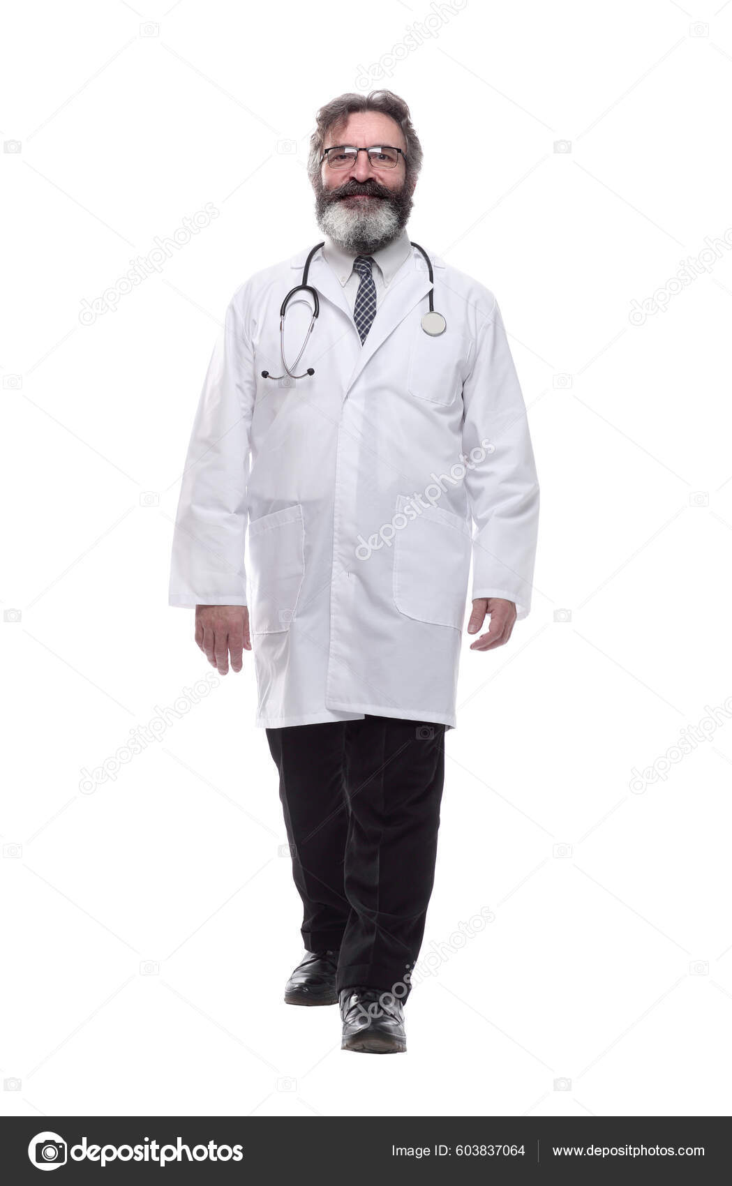 Full Growth Confident Male Doctor Striding Forward Isolated White ... Full Growth Confident Male Doctor Striding Forward Isolated White ...