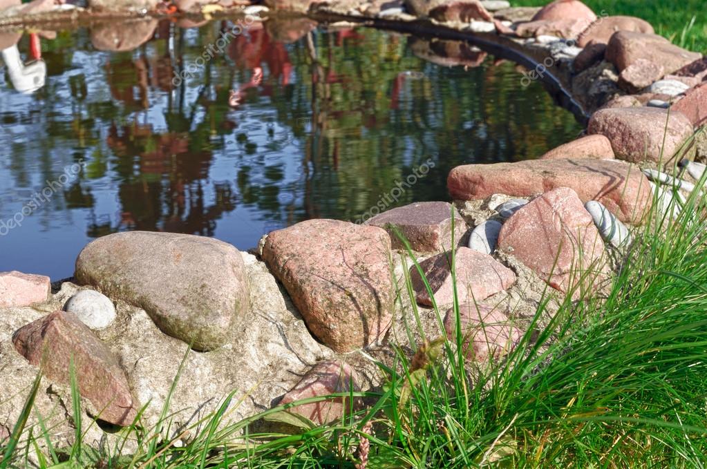 Stone Border Around Garden Pond - HDR Image — Stock Photo © Digifuture ...