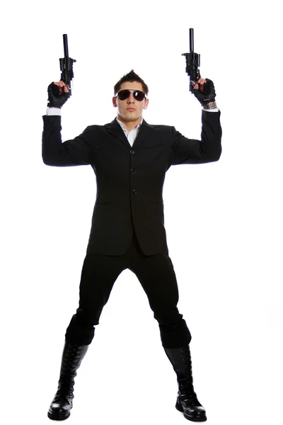 Man in suit holding gun Stock Photos, Royalty Free Man in suit holding ...