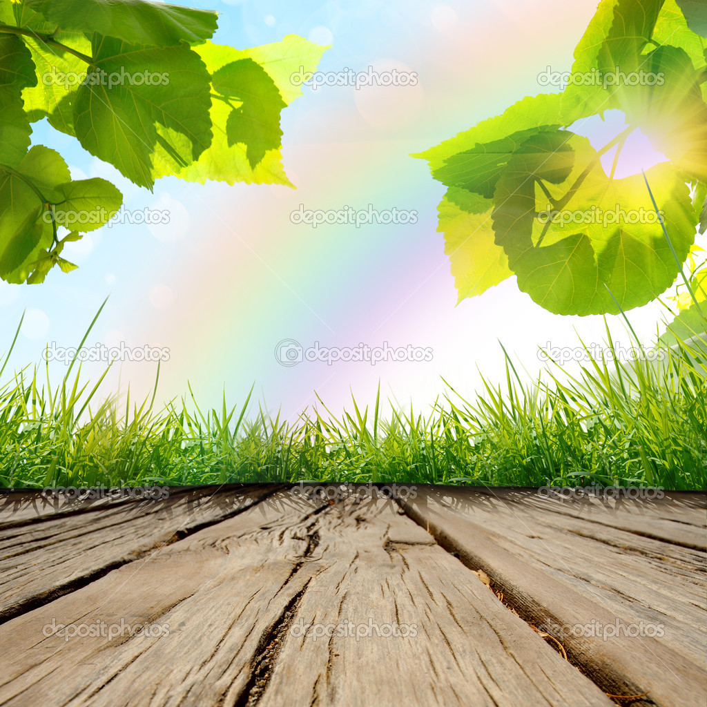 Wooden table on the nature backgroung Stock Photo by ©jonson 25238209