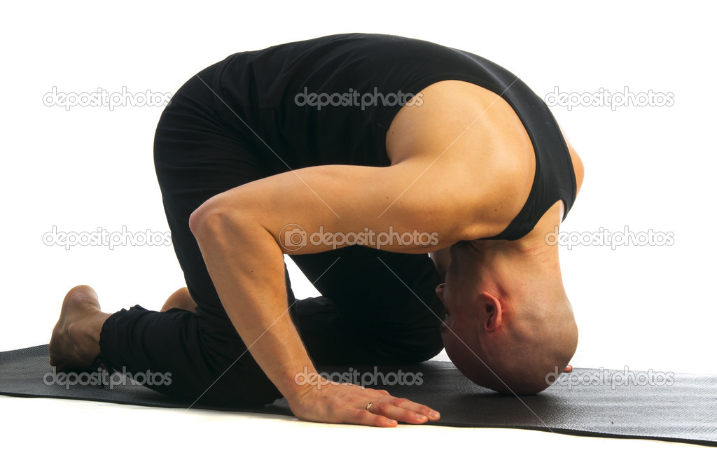 Man in Shashanka Asana Pose — Stock Photo © nanka-photo #31348293