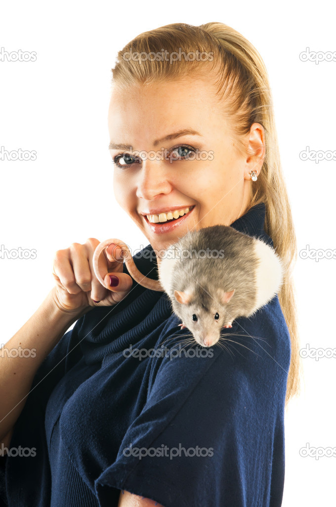 Woman with a rat Stock Photo by ©nanka-photo 39885037