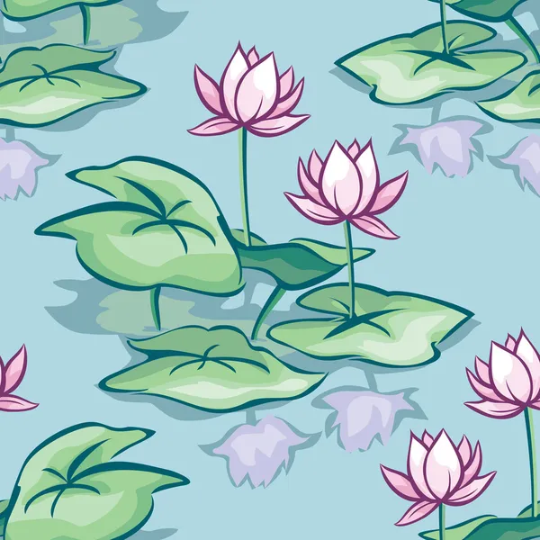 Seamless pattern with lotus flowers — Stock Vector © 0mela #20184661