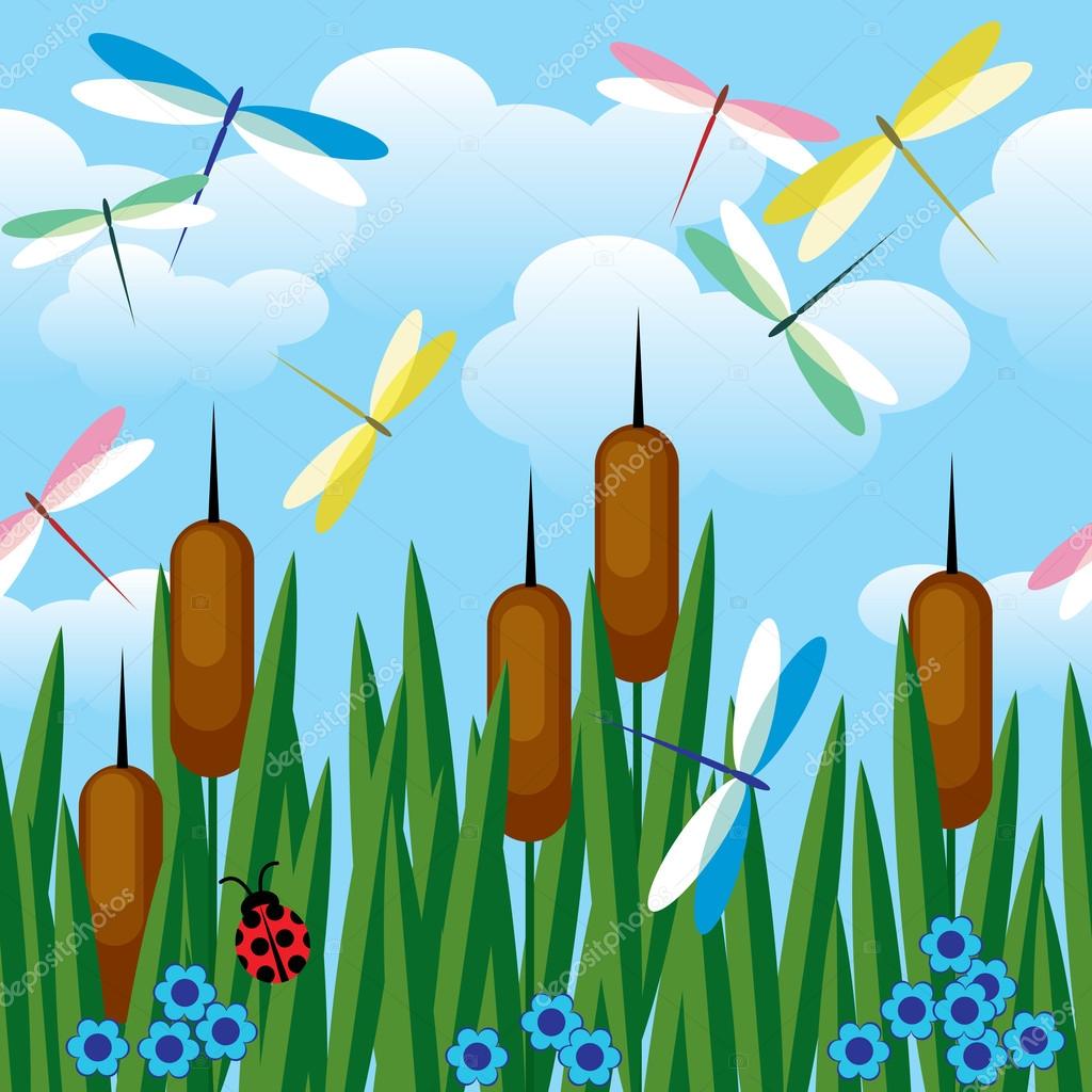 Dragonflies and reeds Stock Vector Image by ©print2d #44008719