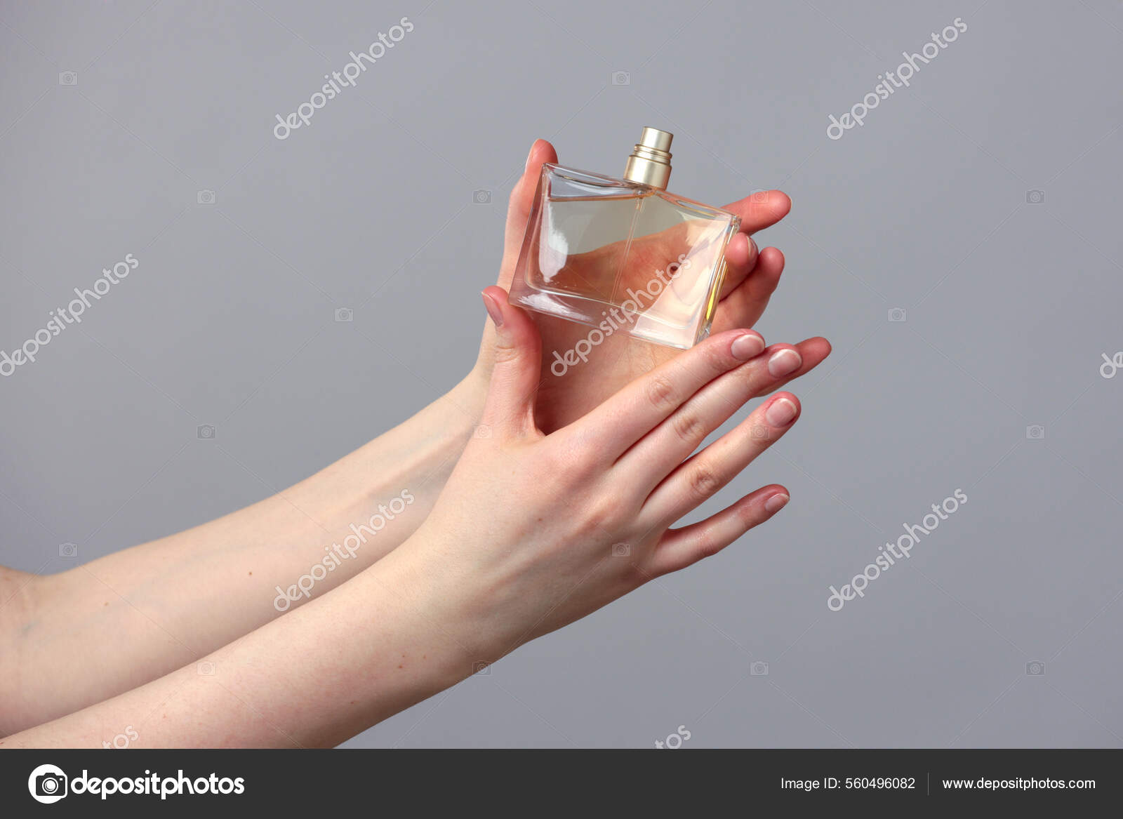 Perfume Bottle Beautiful Woman Hands — Stock Photo © gsdonlin #560496082