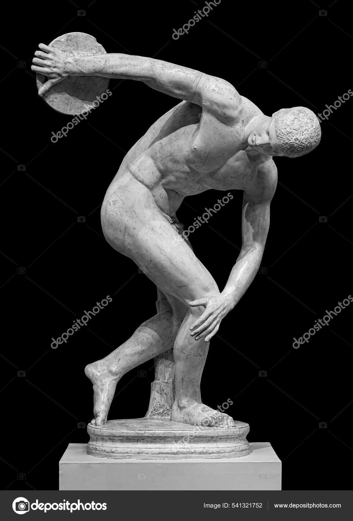 Discus thrower discobolus statue. A part of the ancient Olymp games. A ...