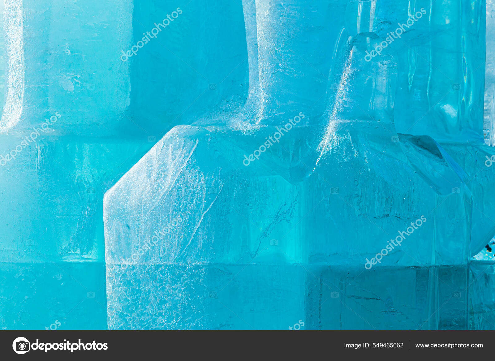 Ice block wall as texture or background. Cold frost transparent bricks ...