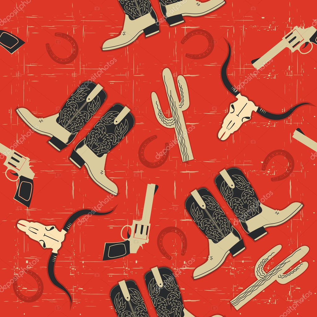 Cowboy seamless pattern for background.Vector illustration for d Stock ...