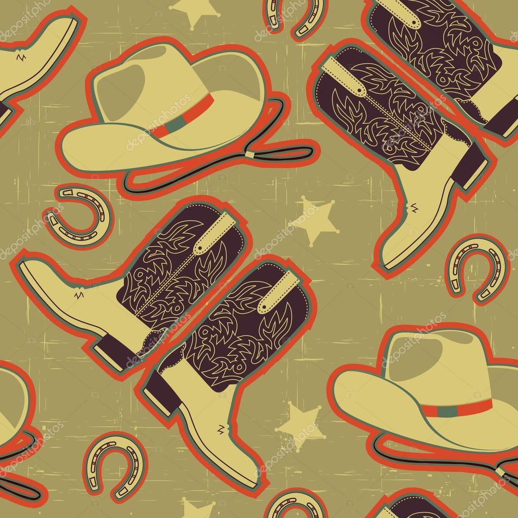 Cowboy seamless pattern for background.Vintage illustration Stock ...