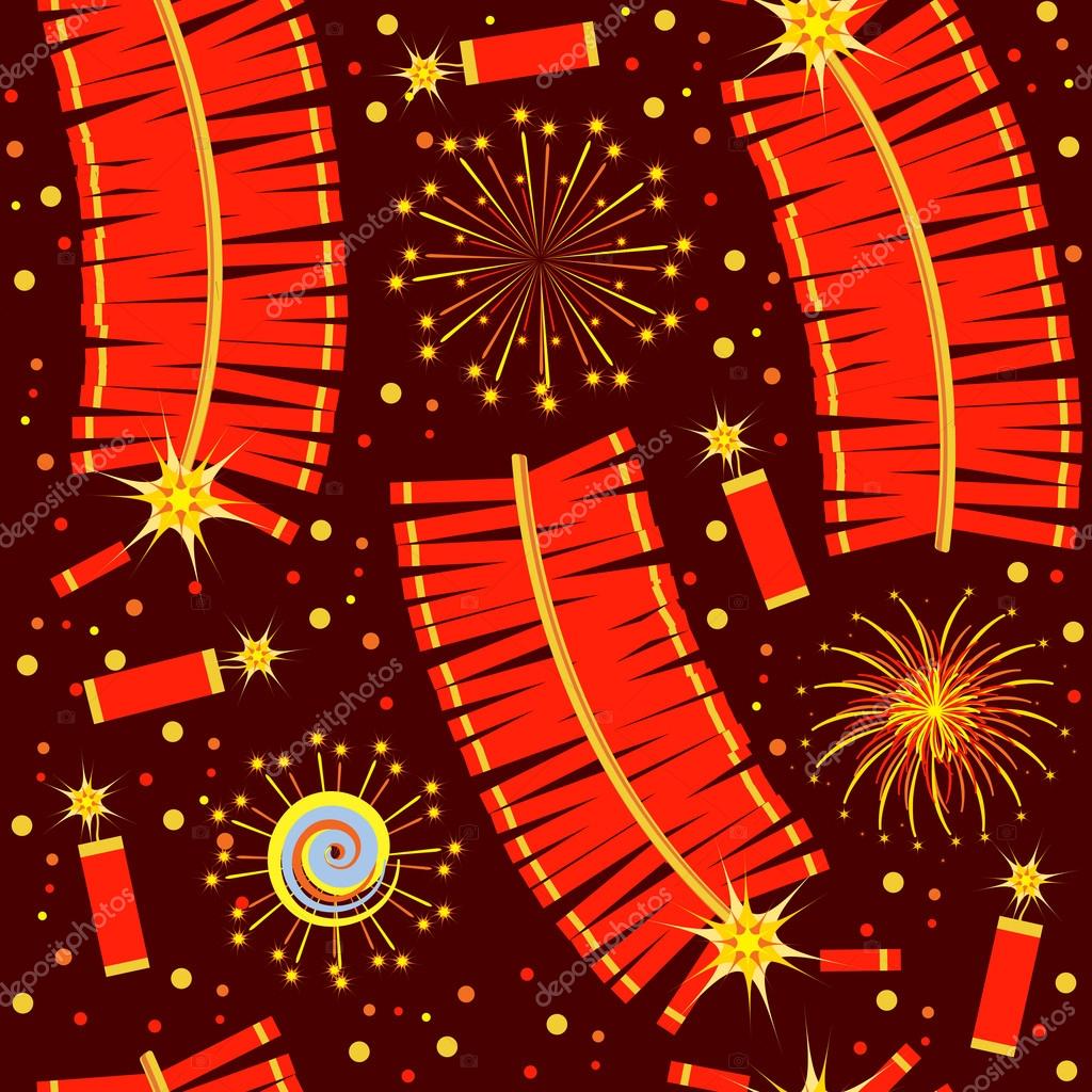 Chinese fireworks seamless pattern.Vector illustration for backg ...