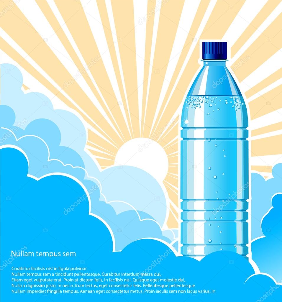 Bottle of water background with sunlight.Vector illustration for Stock ...