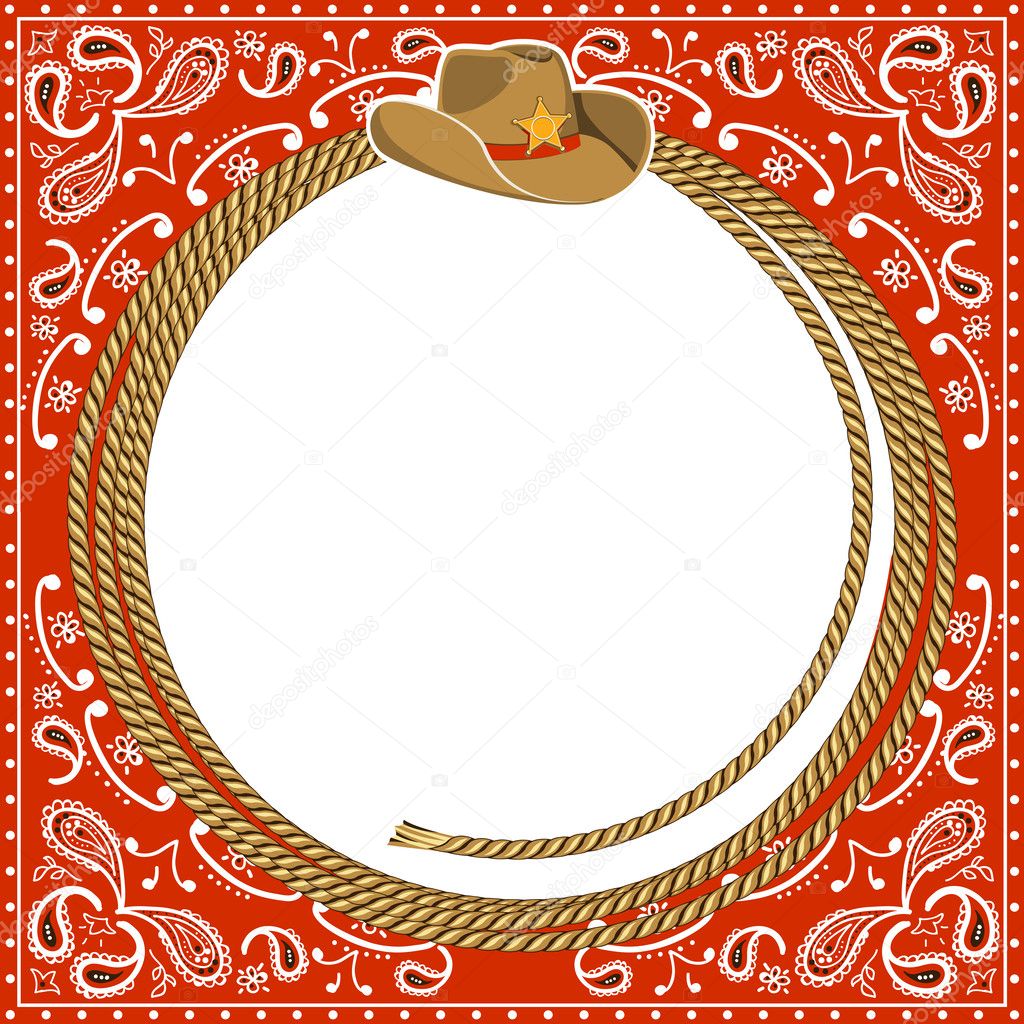 Fondo de tarjeta de vaquero con sombrero y cuerda vector, gráfico ...
