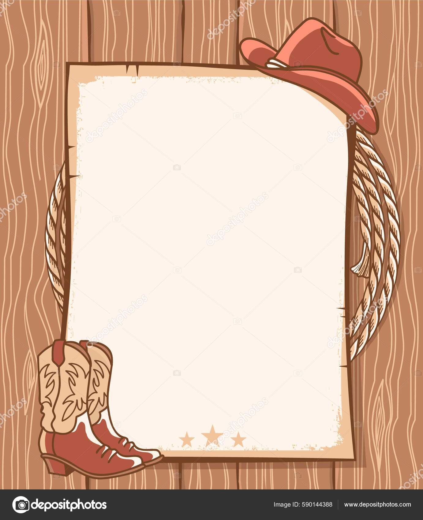Cowboy Paper Background Text Vector Country Illustration Western Cowboy ...