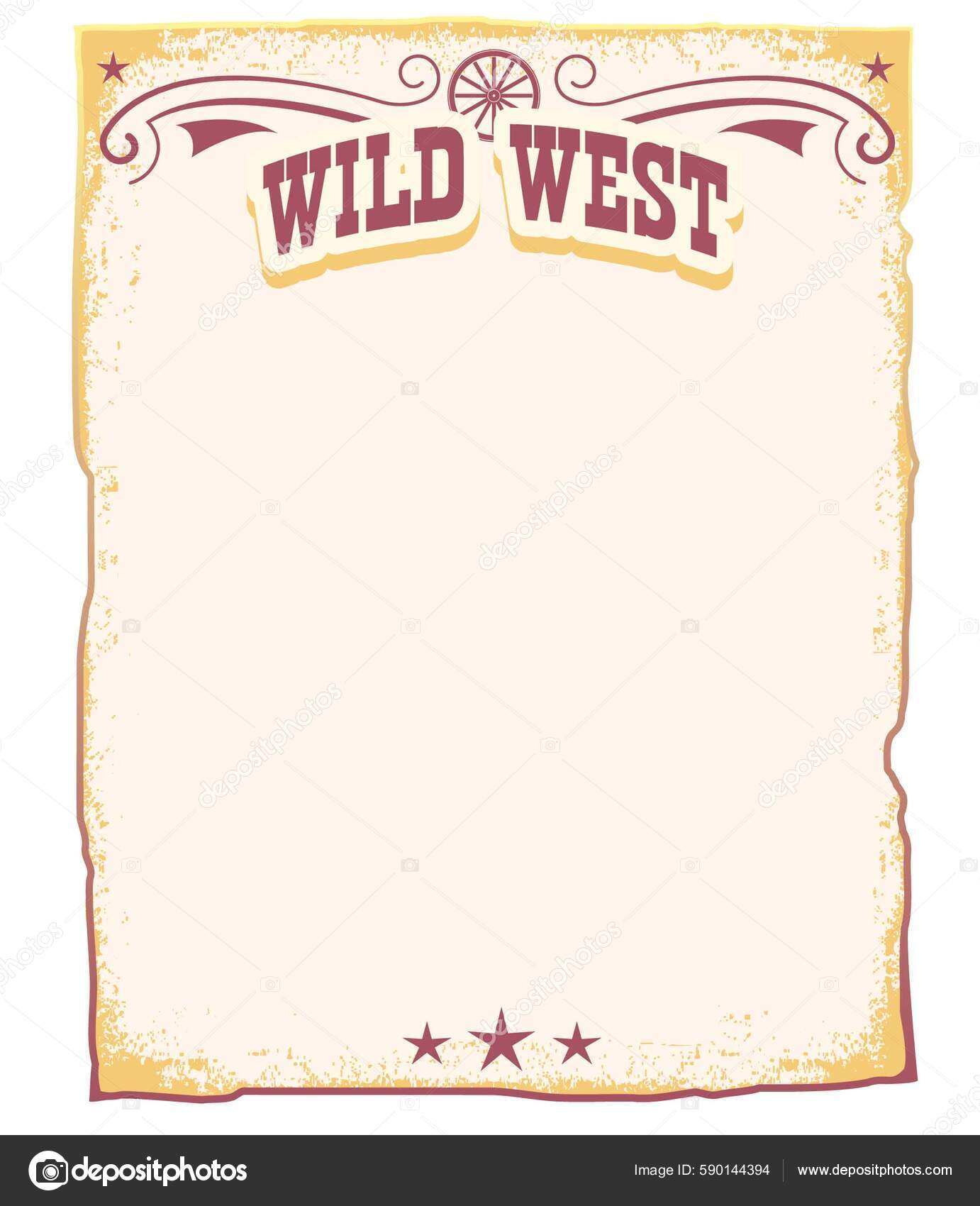 Wild West Old Paper Background Text Isolated White Vector Western Stock ...