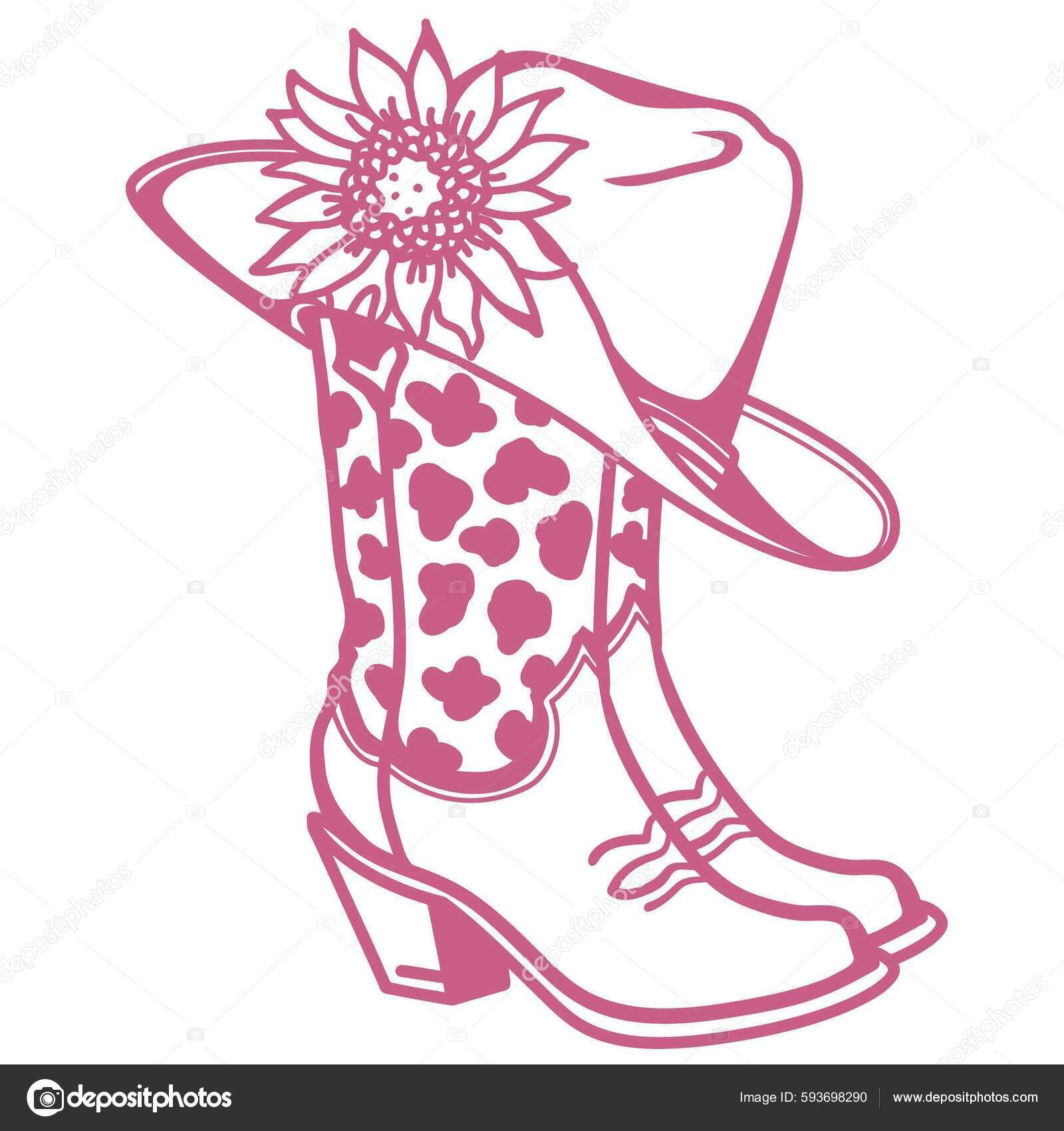 Cowboy Boots Cowboy Hat Flowers Decoration Cowgirl Boots Vector Pink ... Cowboy Boots Cowboy Hat Flowers Decoration Cowgirl Boots Vector Pink ...