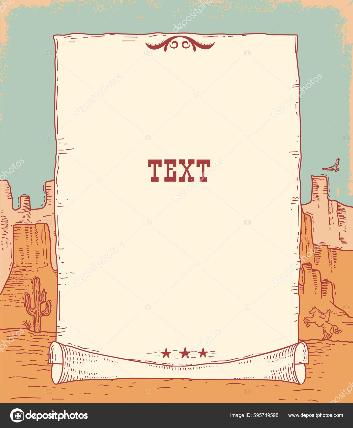 Wild West Paper Text Vector Cowboy Western Hand Drawn Doodle Vector de ...