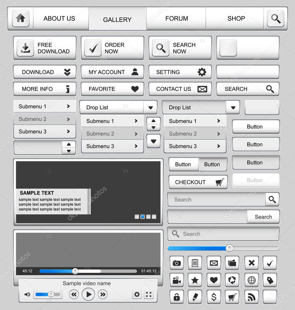 White web design elements set. Stock Vector Image by ©saranai #22274753