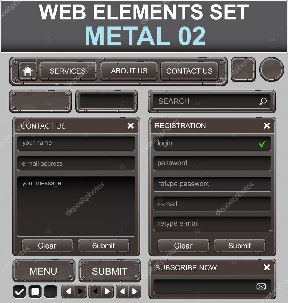 Web design elements set. Metal 2 Stock Vector Image by ©saranai #24120345