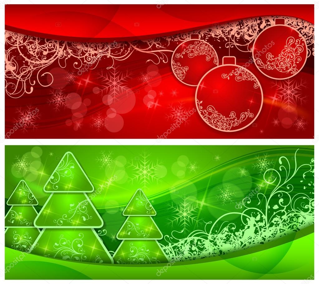 Christmas two background with trees and balls Stock Vector by ...
