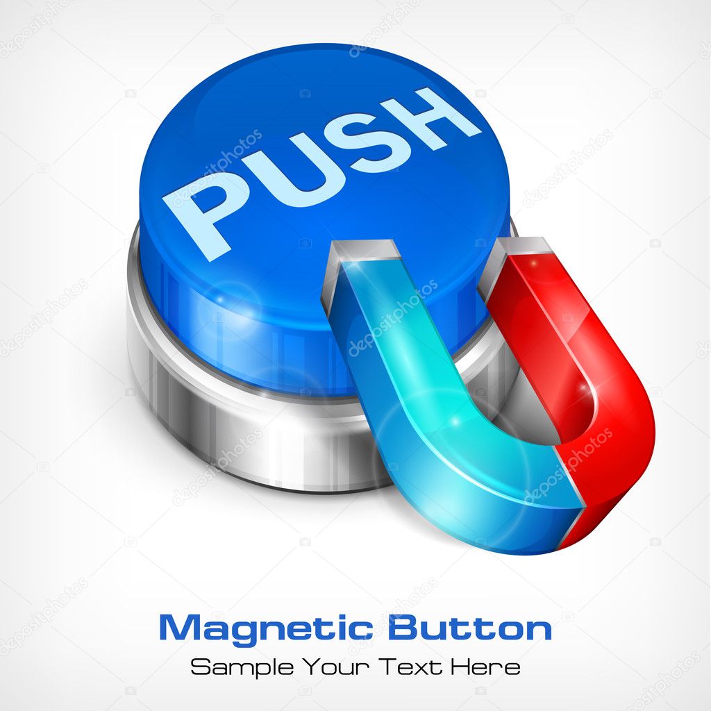 Blue button with magnet Stock Vector Image by ©creatOR76 #25863713