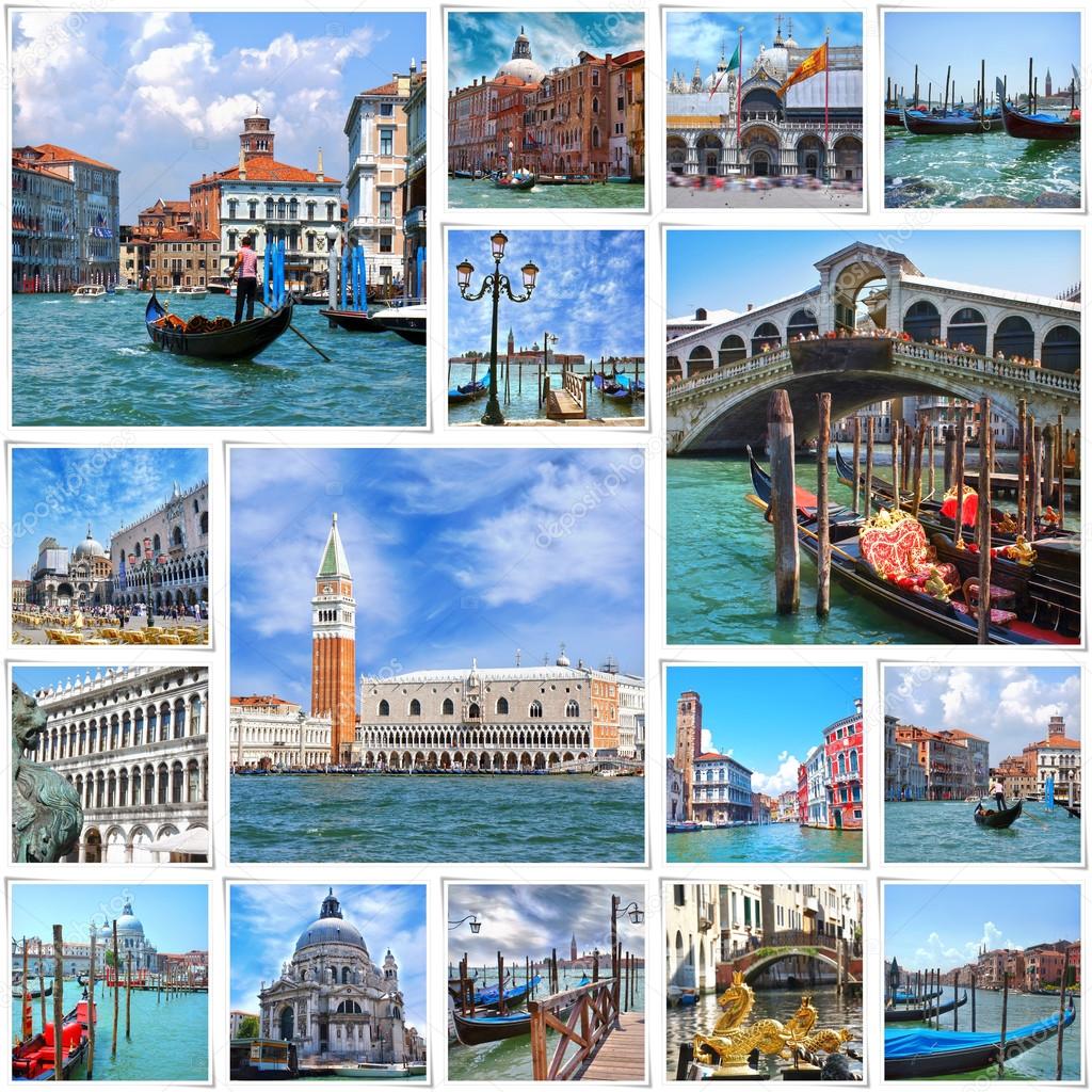 Collage of landmarks in Venice, Italy. — Stock Photo © marina99 #48817579
