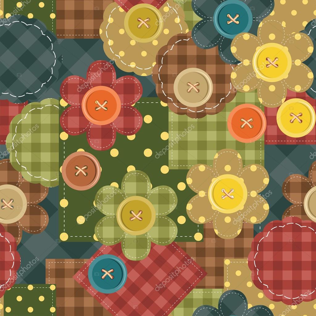 Seamless patchwork background with flowers Stock Vector Image by ...