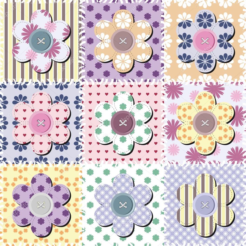 Patchwork background with flowers Stock Vector Image by ©kle555 #13477078