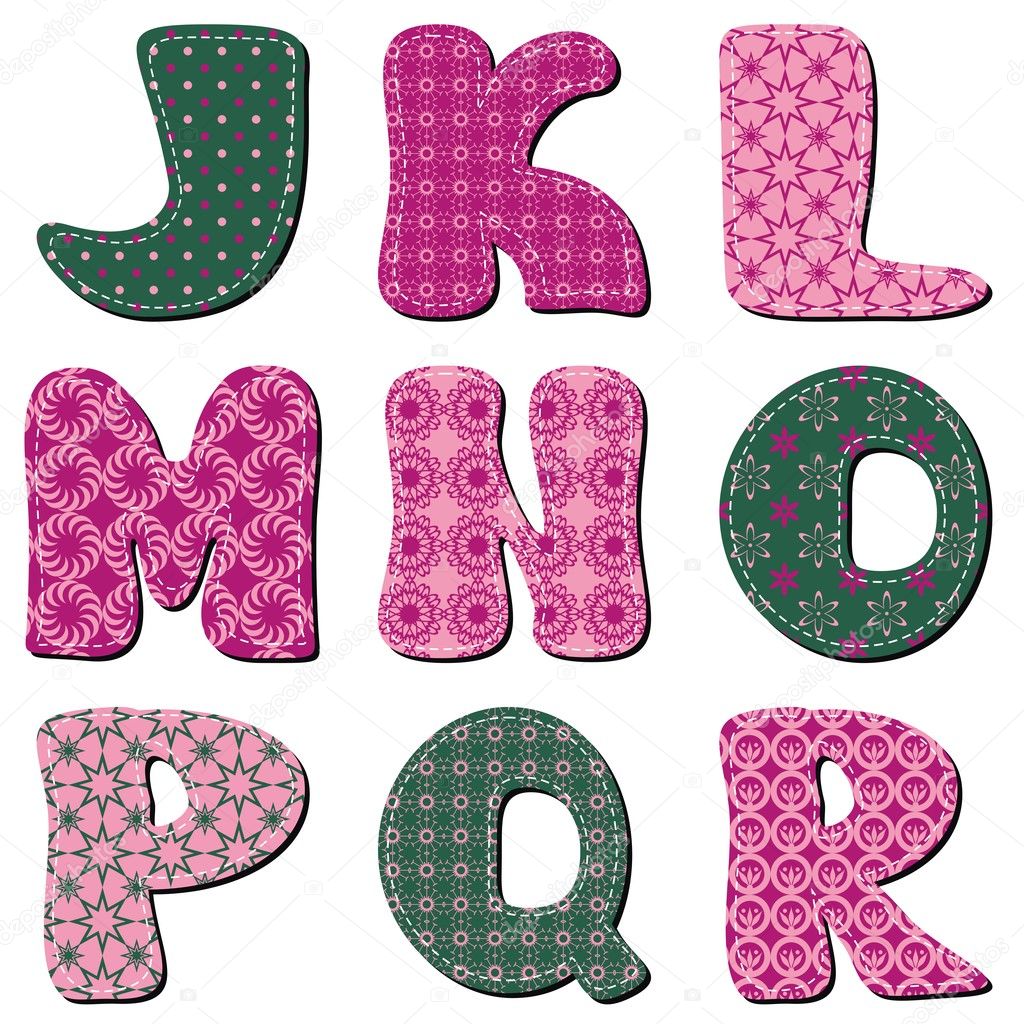 Parte de alfabeto patchwork scrapbook 2 — Vetor de Stock © kle555 #13477098