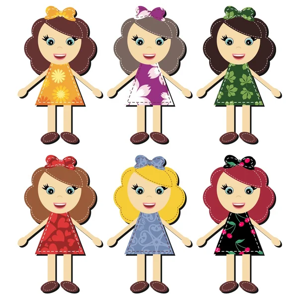 Four Girls Different Clothes White Background Stock Vector Image by ...