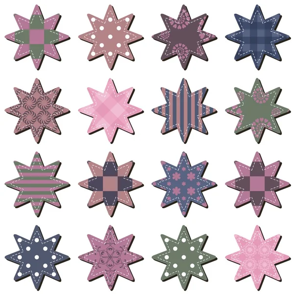 Scrapbook textile stars — Stock Vector © kle555 #38207407