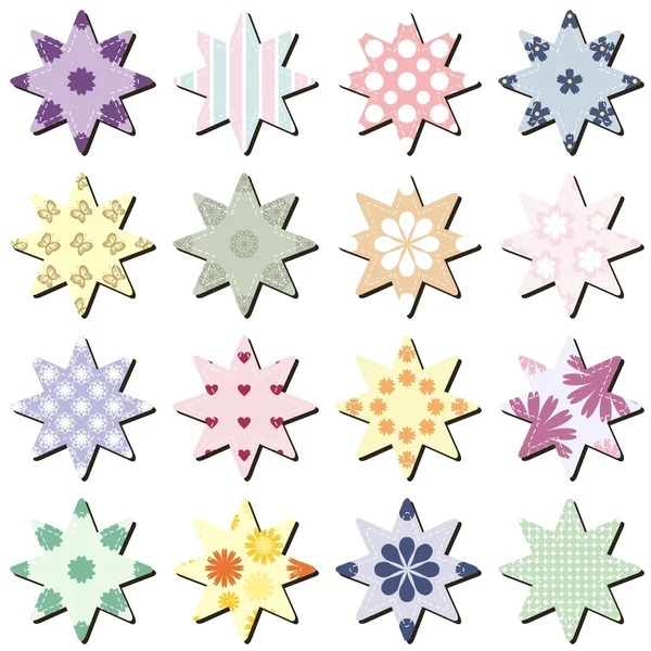 Scrapbook textile stars — Stock Vector © kle555 #38207407