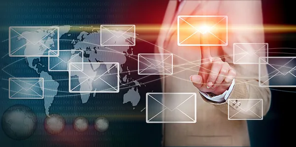 Hand touching email with finger - Stock Image - Everypixel