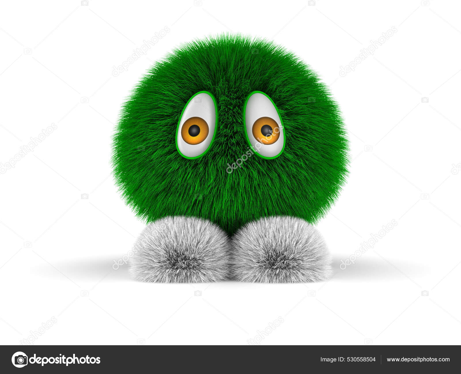 Green Furry Monster White Background Isolated Illustration Stock Photo ...