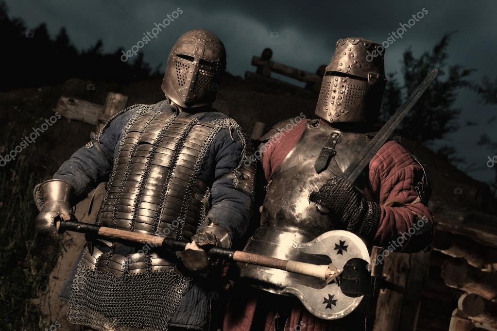 Squad of two medieval knights Stock Photo by ©bigdan 51384117