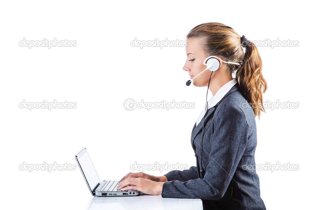 Female helpdesk operator on white Stock Photo by ©Elnur_ 13168771