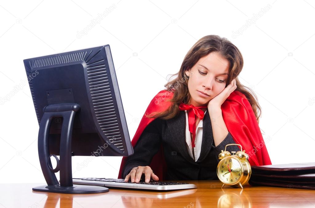 Superwoman worker working in office Stock Photo by ©Elnur_ 22193679