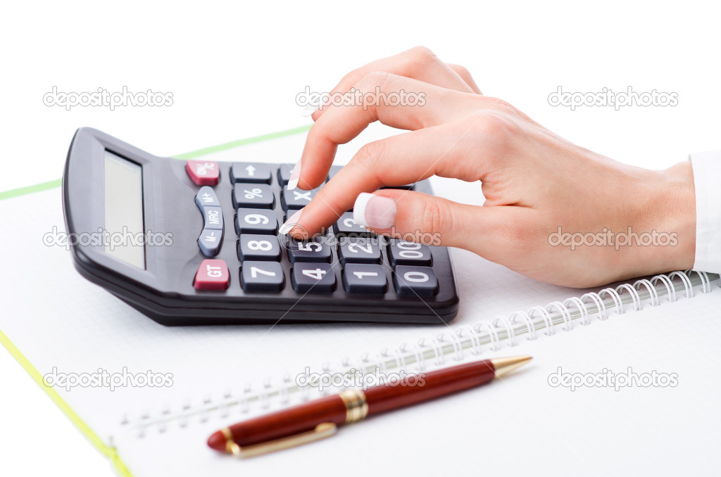 Hands working on the calculator — Stock Photo © Elnur_ #25085339