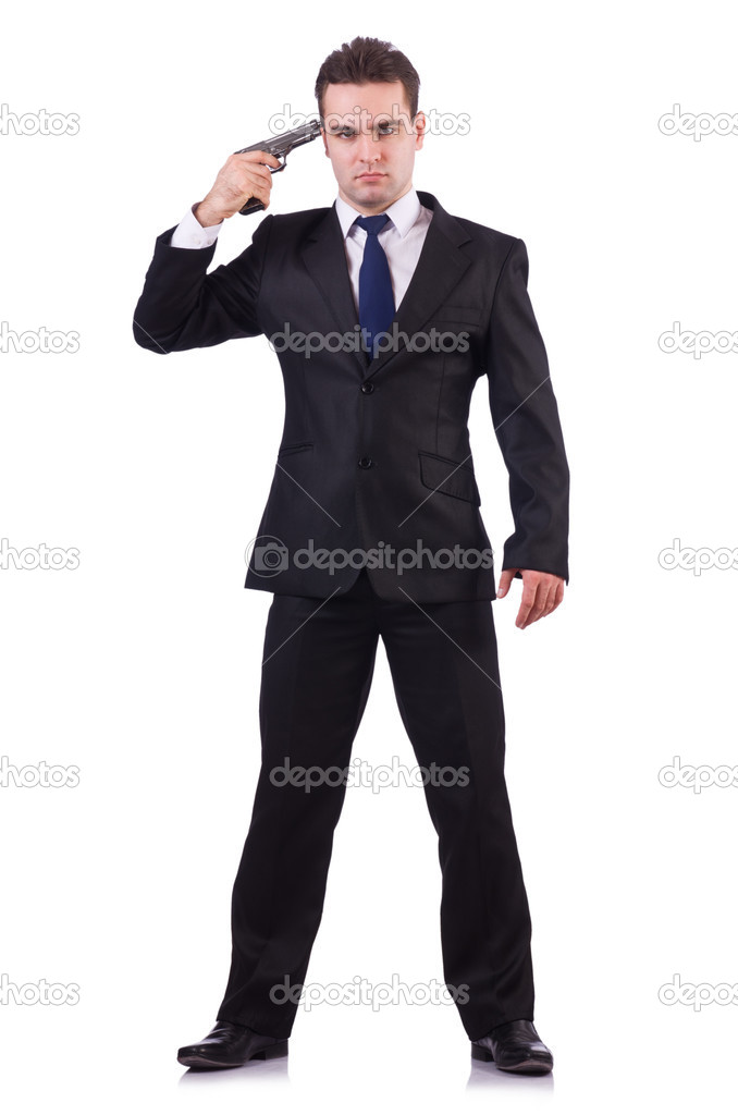 Businessman with gun isolated on white Stock Photo by ©Elnur_ 29112331