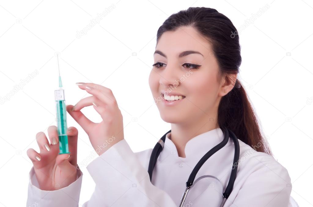 Woman doctor with syringe — Stock Photo © Elnur_ #31431859