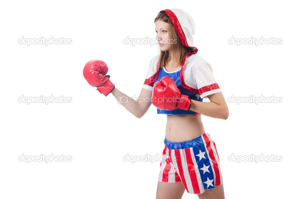 Woman boxer in uniform with US symbols Stock Photo by ©Elnur_ 35834129