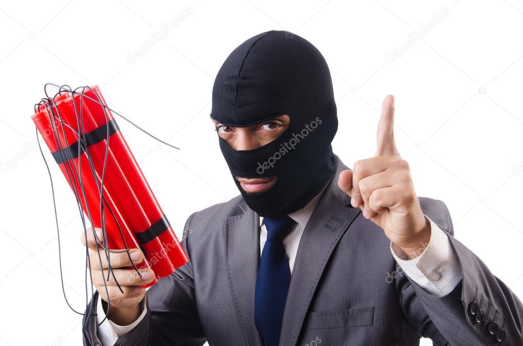 Terrorista con dinamita aislada sobre blanco — Foto de stock #35836551 ...