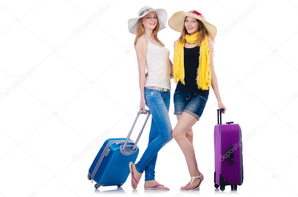 Woman going to summer vacation isolated on white — Stock Photo © Elnur ...