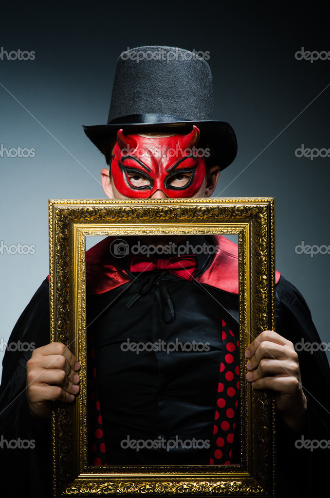 Funny devil with picture frame — Stock Photo © Elnur_ #48625403