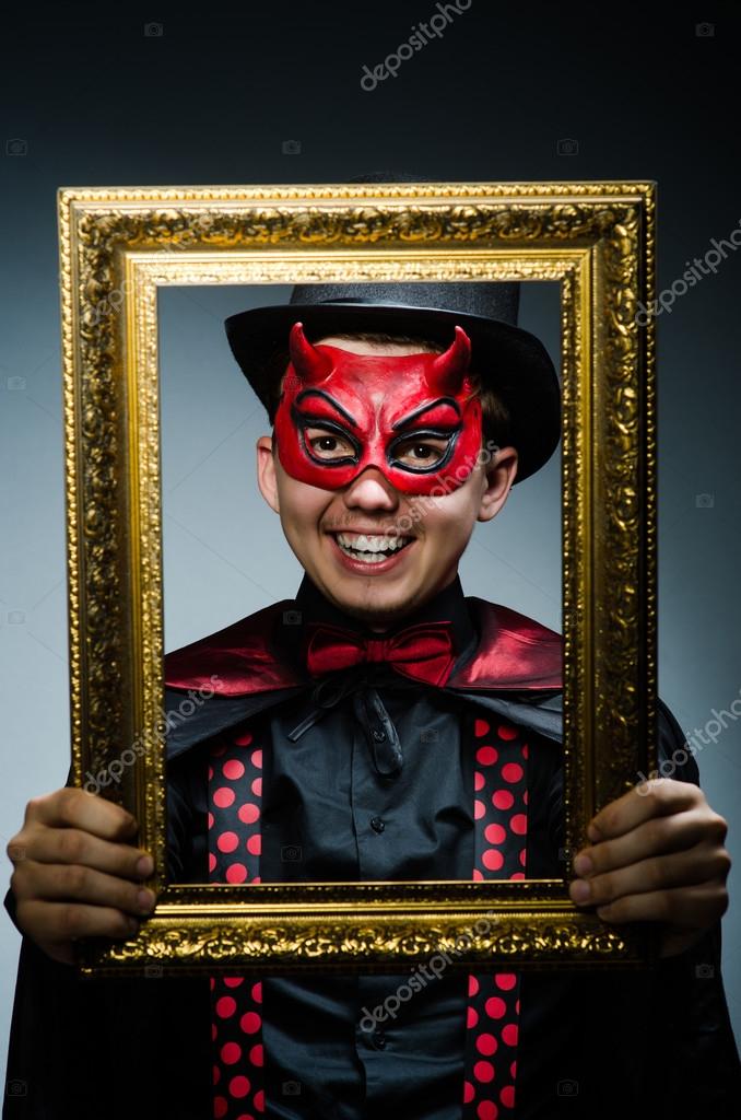 Funny devil with picture frame — Stock Photo © Elnur_ #49040853