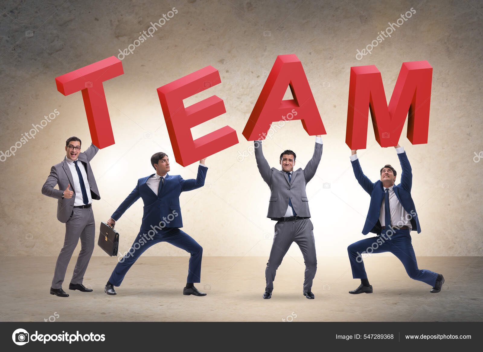 Teamwork concept with people carrying team letters — Stock Photo ...