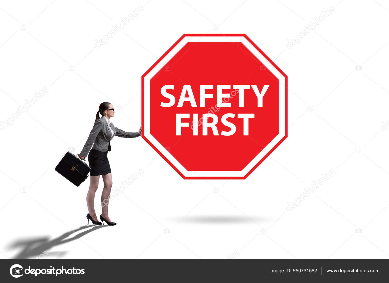 Safety first concept with businesswoman — Stock Photo © Elnur_ #550731582