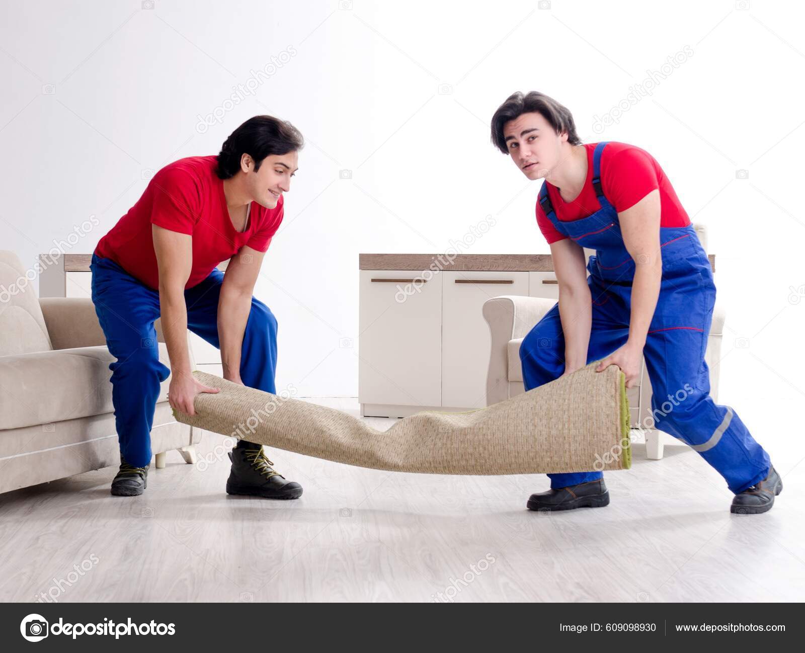 Two Young Contractor Employees Moving Personal Belongings — Stock Photo ...