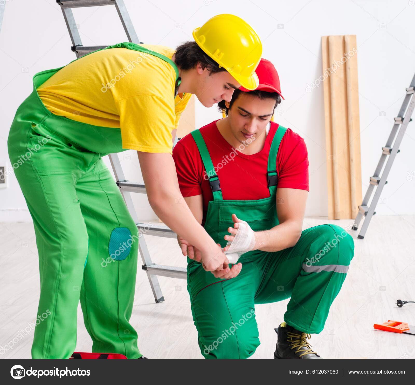 Injured Worker His Workmate — Stock Photo © Elnur_ #612037060