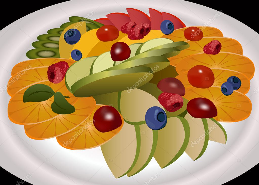 Fruits on plate vector Stock Vector Image by ©Paha_L #16778959